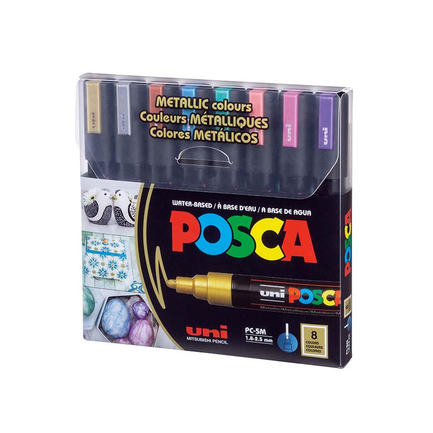 Uni Posca PC-5M Estuche x 8 Colores Metálicos - PaperStop