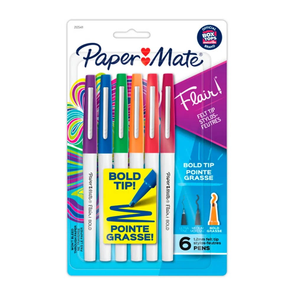 Papermate Bolígrafo Flair bold x 6 unidades (punta gruesa) - PaperStop