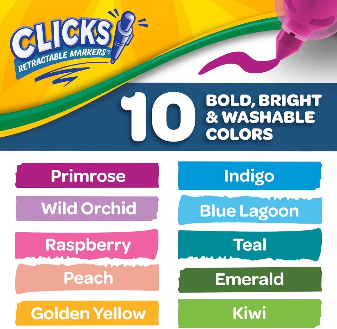 CRAYOLA Clicks Plumones Retráctiles Bold & Bright x 10 unidades - PaperStop