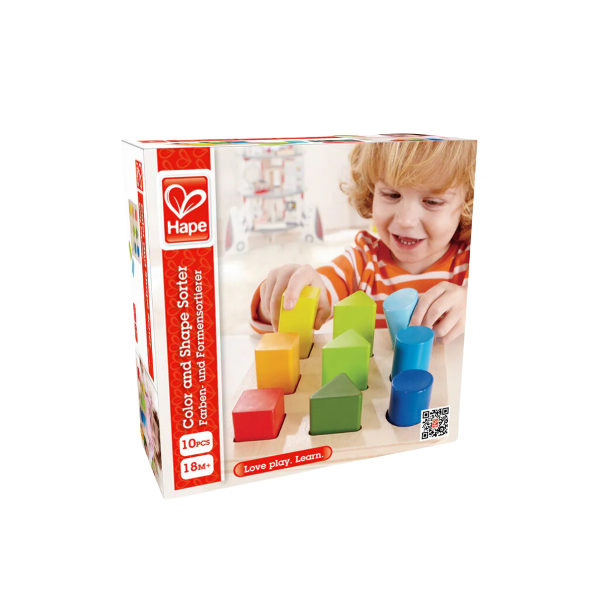 HAPE - Encaje por colores, formas y tamaños de madera x 9 piezas ...
